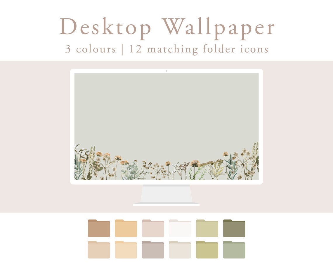 Minimalist Wildflower Wallpaper Neutral Aesthetic Desktop Background ...