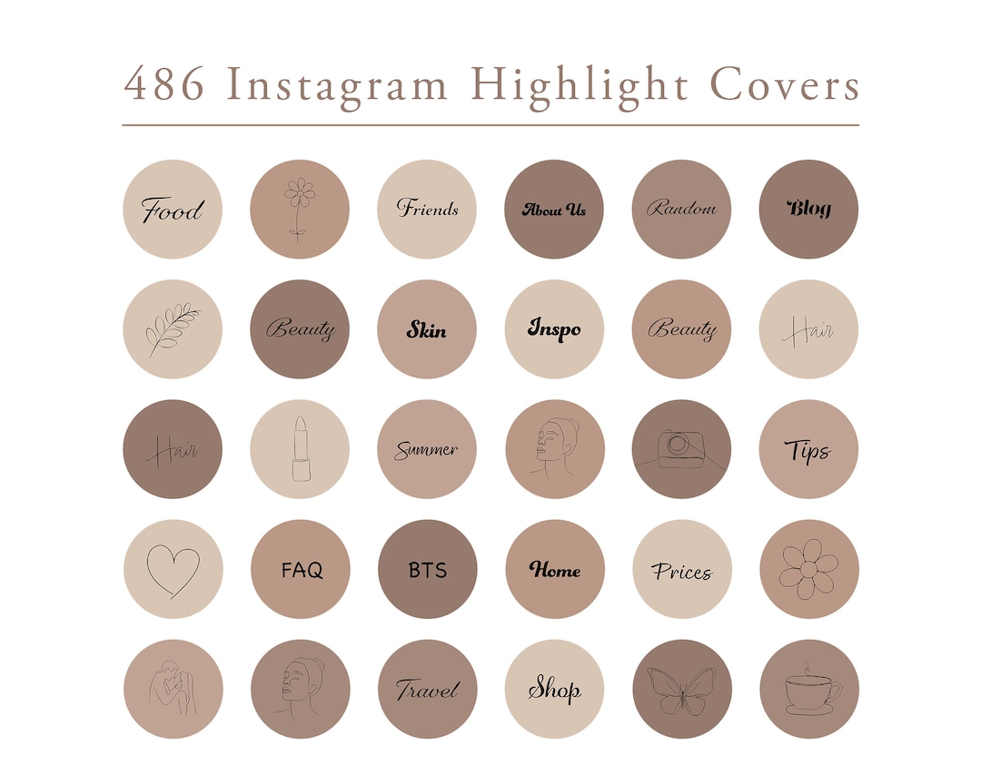 486 Neutral Instagram Highlight Covers - Beige Line Art Icons ...