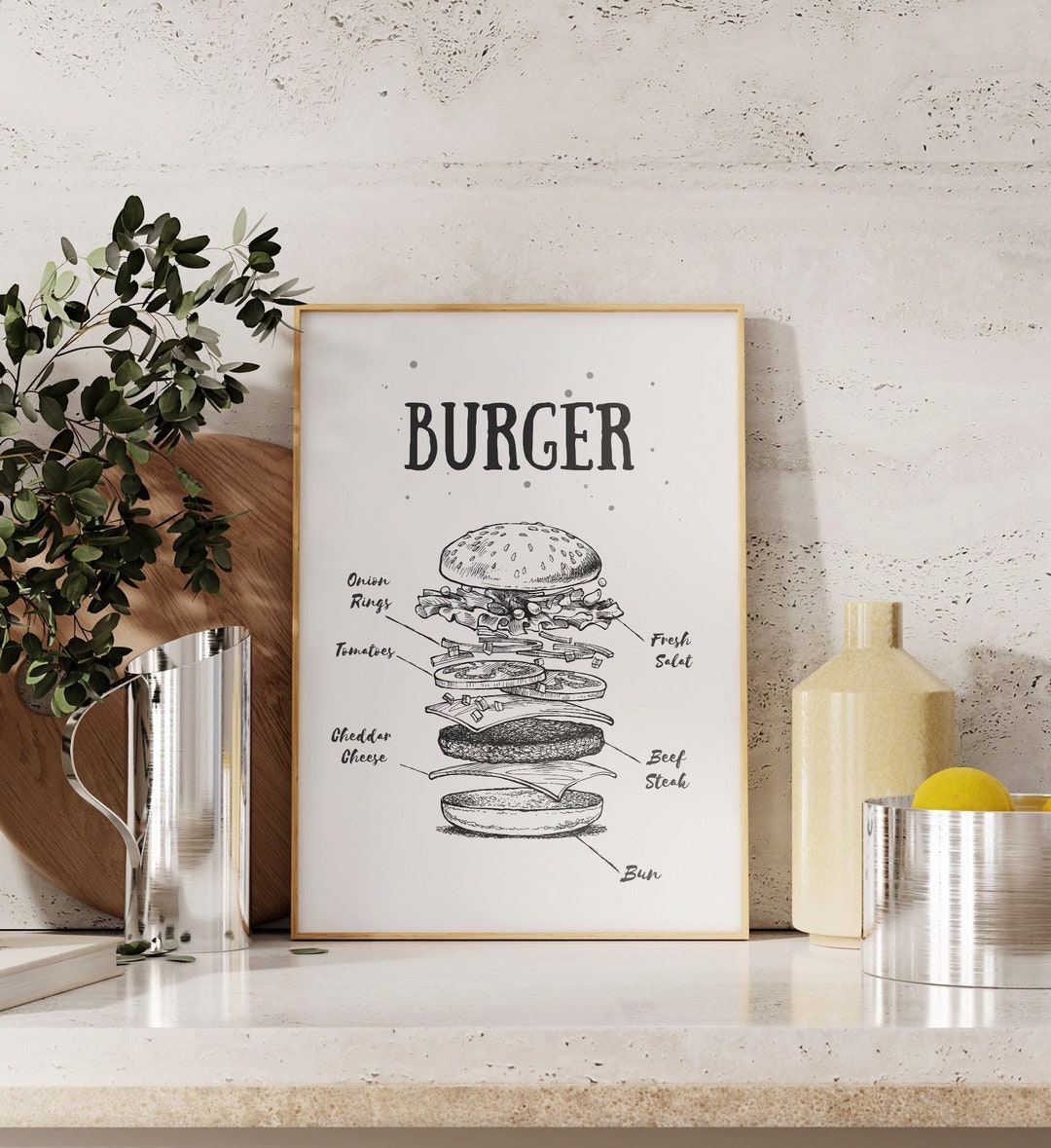 Kitchen Burger Art Print Modern Kitchen Wall Art Kitchen Poster ...