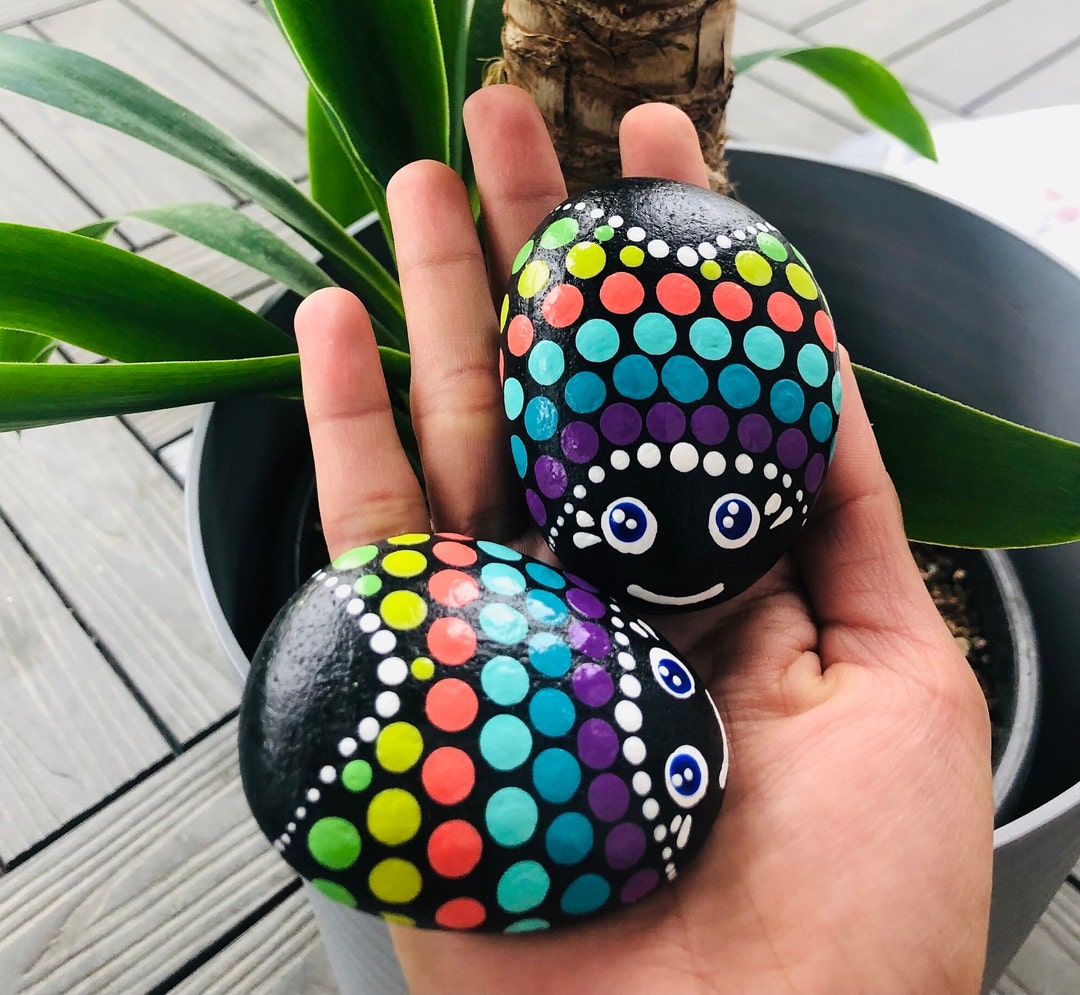 Pair of Dotted Natural Stones-unique-free Shipping-decorative Rocks ...