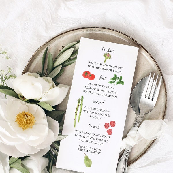 Watercolor Wedding Menu - Etsy