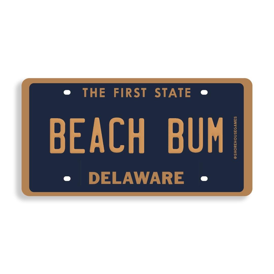 Beach Bum DE Sticker | Delaware License Plate Sticker | Surf House ...