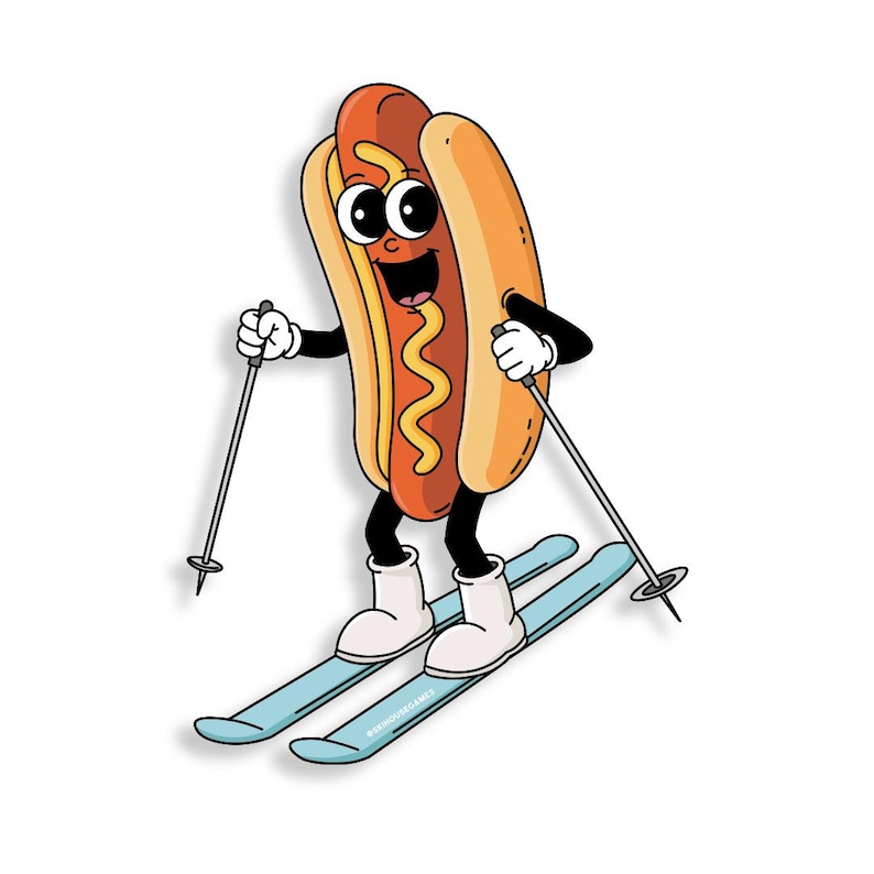Hot Dog Ski Sticker | Funny Beginner Skier | Gift for Skier | Ski Trip ...