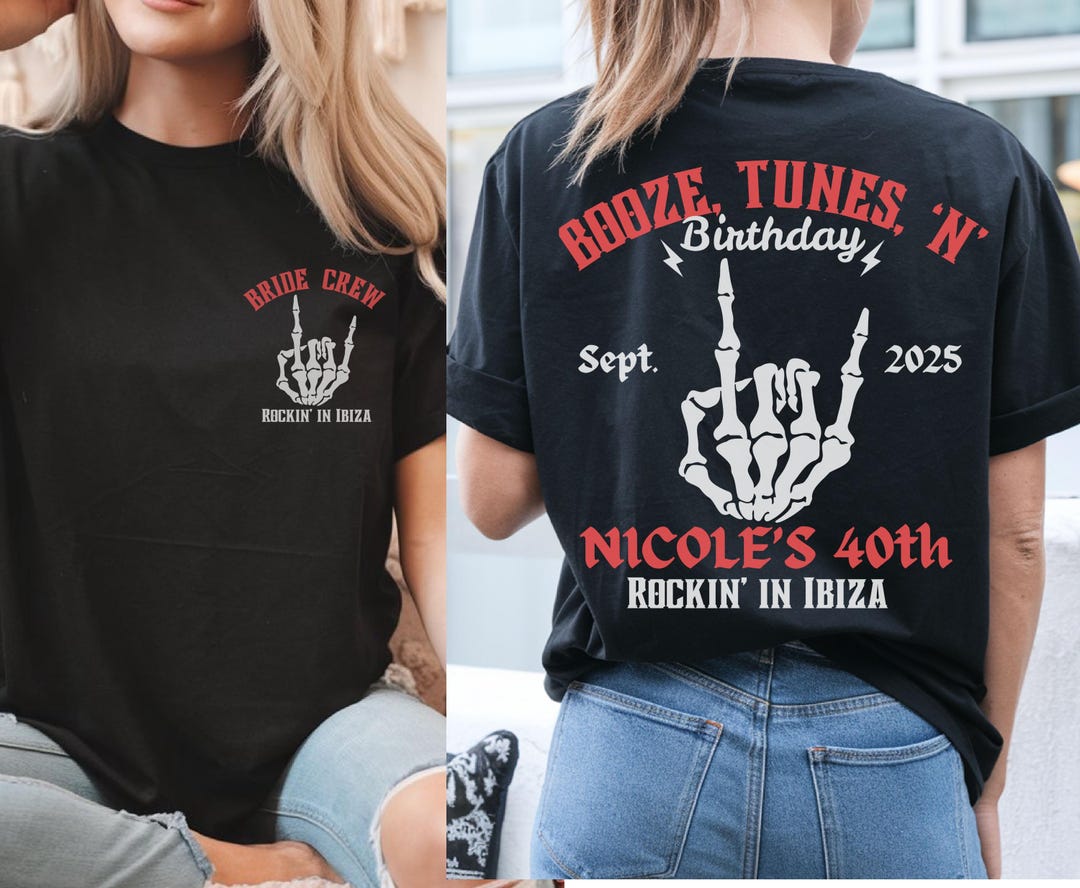 Custom Any Age 30th 40th 50th Trendy Rock Themed Matching Birthday ...