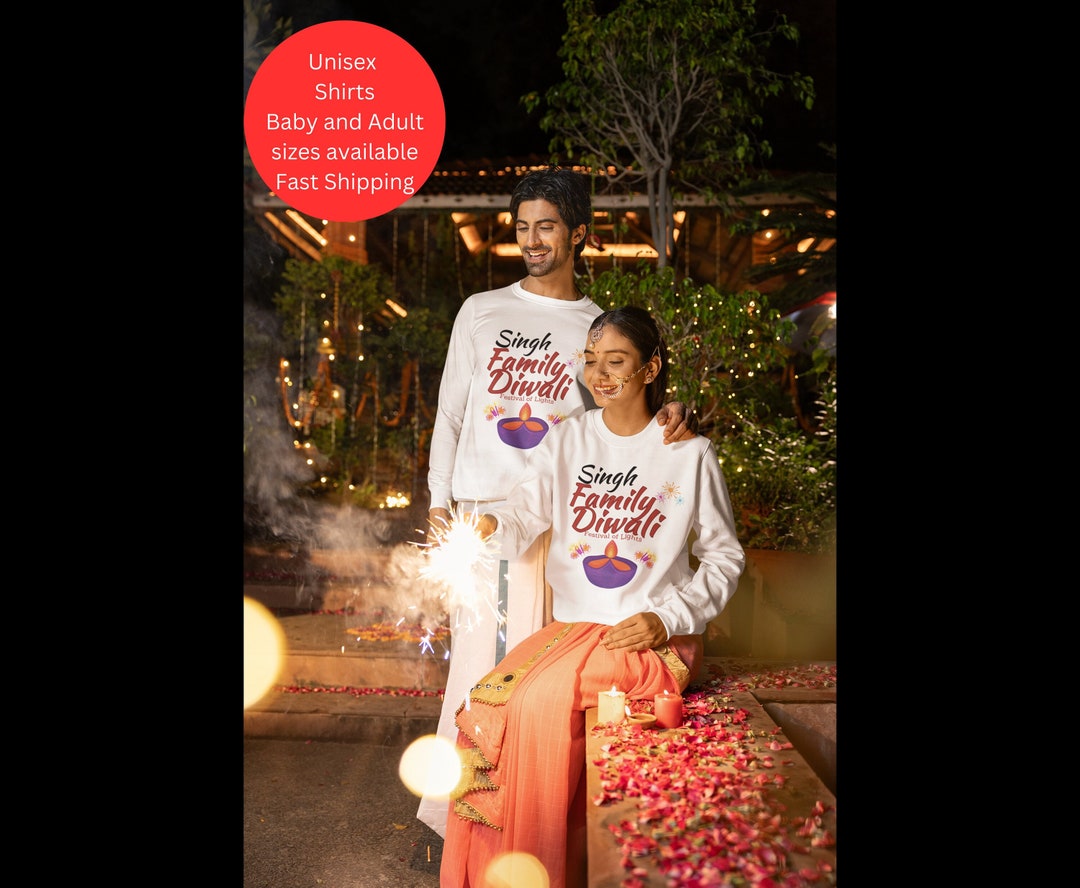 Personalized Diwali Festival Family Matching Outfit, Couple Diwali ...