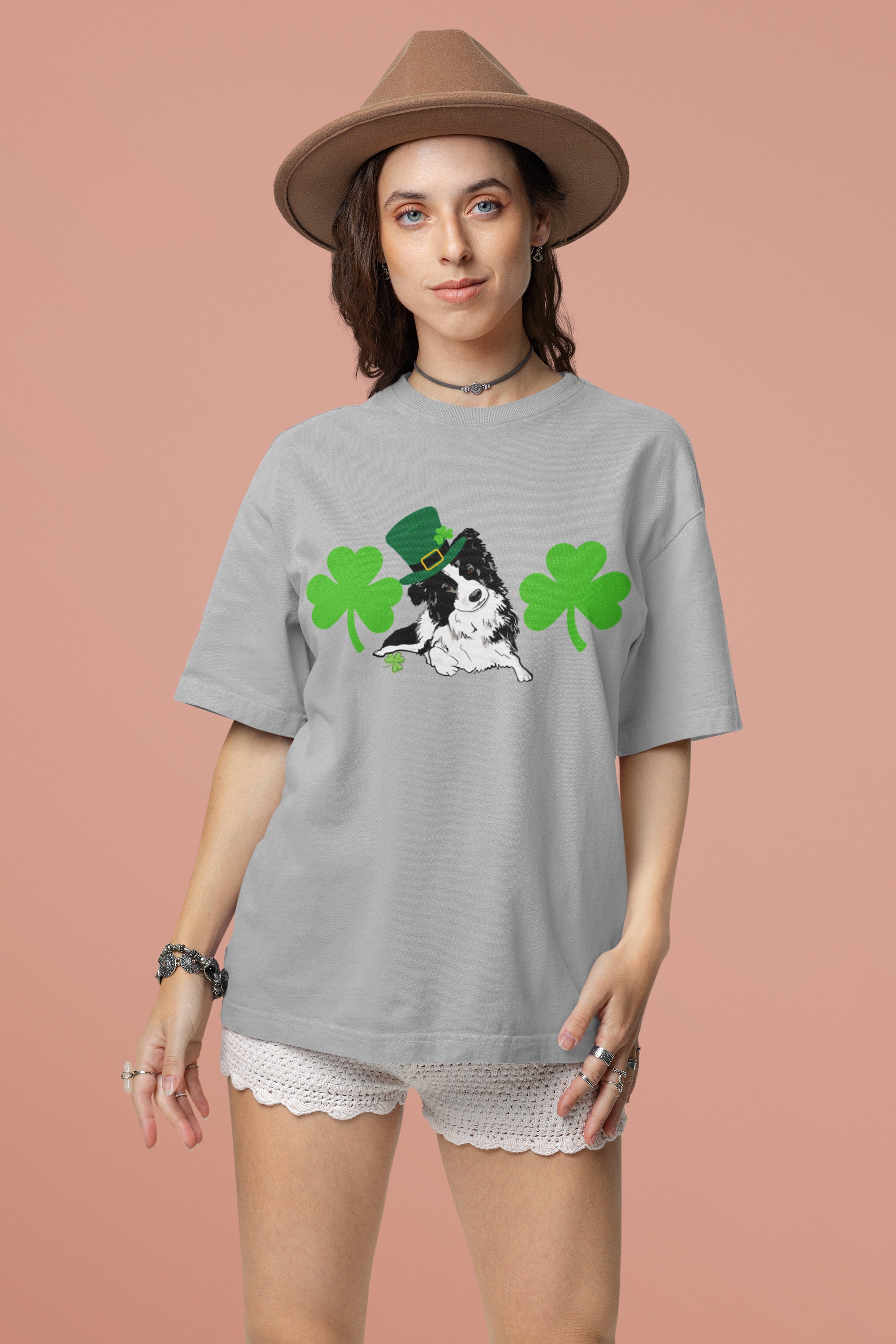 Unisex Border Collie Shamrock St Patrick's Shirt for Dog Mom Pet Dad ...