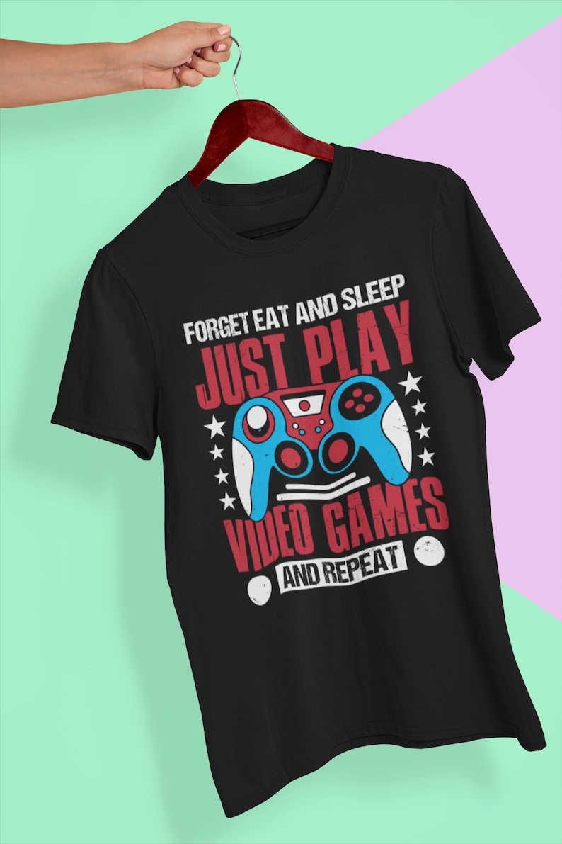 Trendy Gaming Shirt With Console, Eat Sleep and Play Video Games ...