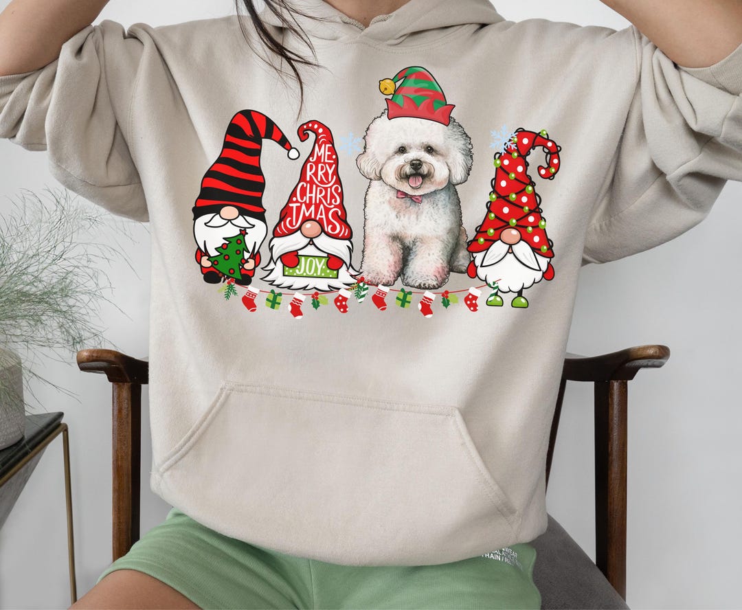 Trendy Bichon Frise Dog Winter Sweatshirt - Bichon Frise Dog Elf Gnome ...