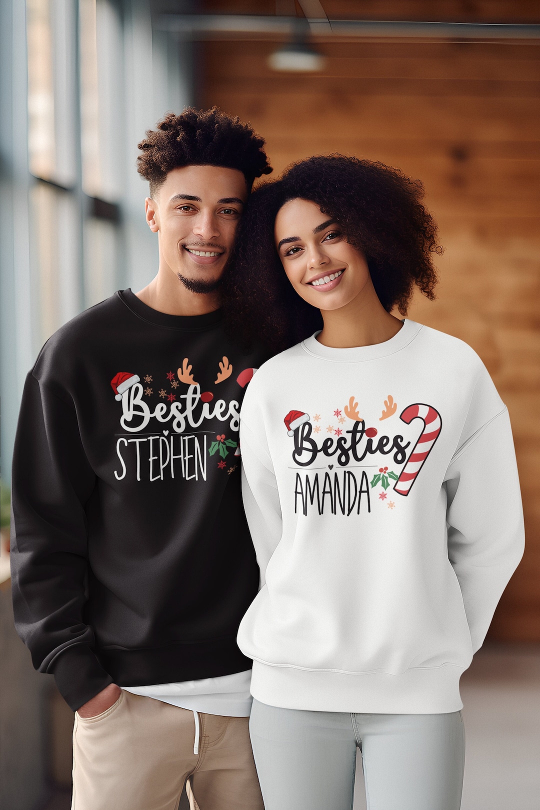 Personalized Bestie Matching Christmas Jumper Tshirt Hoodie for Men ...