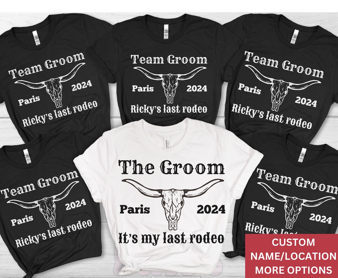 Custom Western Themed Bachelor Party Shirt Groom Last Rodeo Country ...