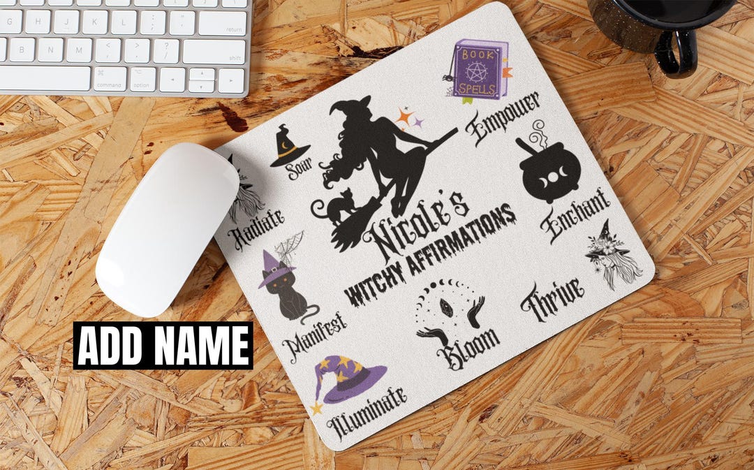 Custom Witch-themed Affirmation Mouse Pad for Her | Non-slip Magical ...