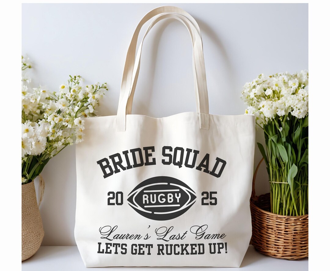 Custom Rugby Tote Bags Bachelorette Party Favors, Rugby Team Bride Hen ...