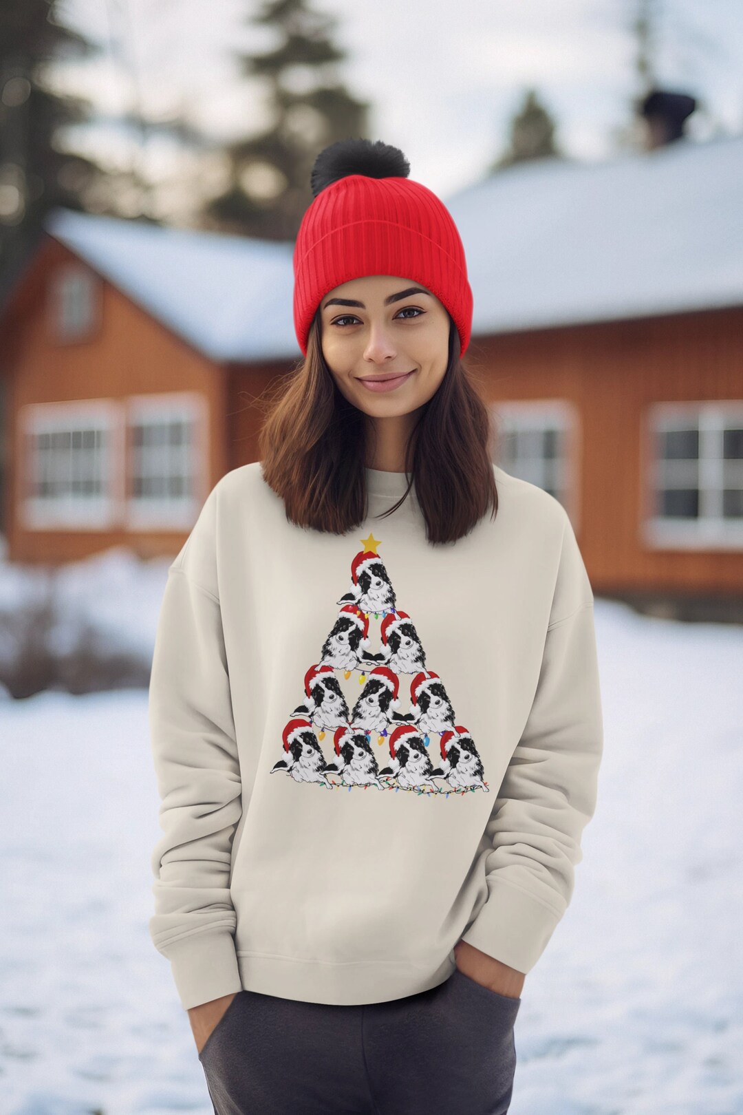 Cute Border Collie Christmas Tree Top Sweatshirt, Trendy Dog Mama Mom ...