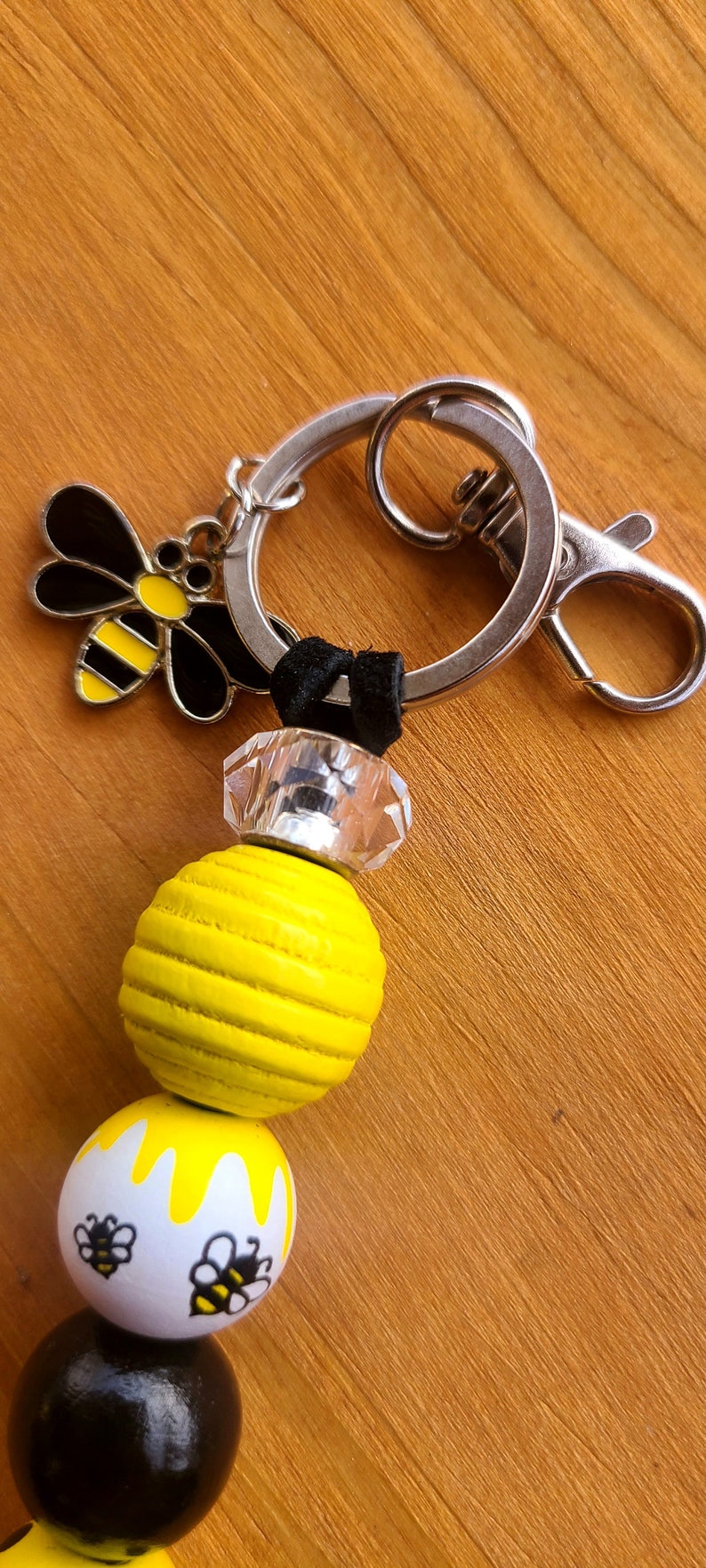 Wood Beaded Keychain Bee Kind Keychain Bumble Bees Honeybees Bee Lovers ...