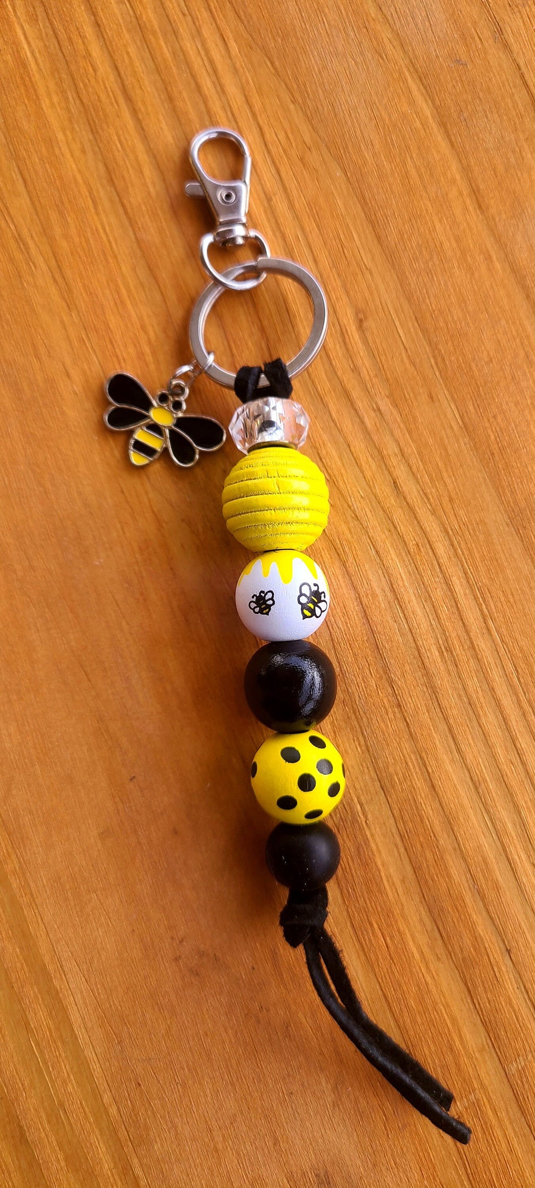 Wood Beaded Keychain Bee Kind Keychain Bumble Bees Honeybees Bee Lovers ...