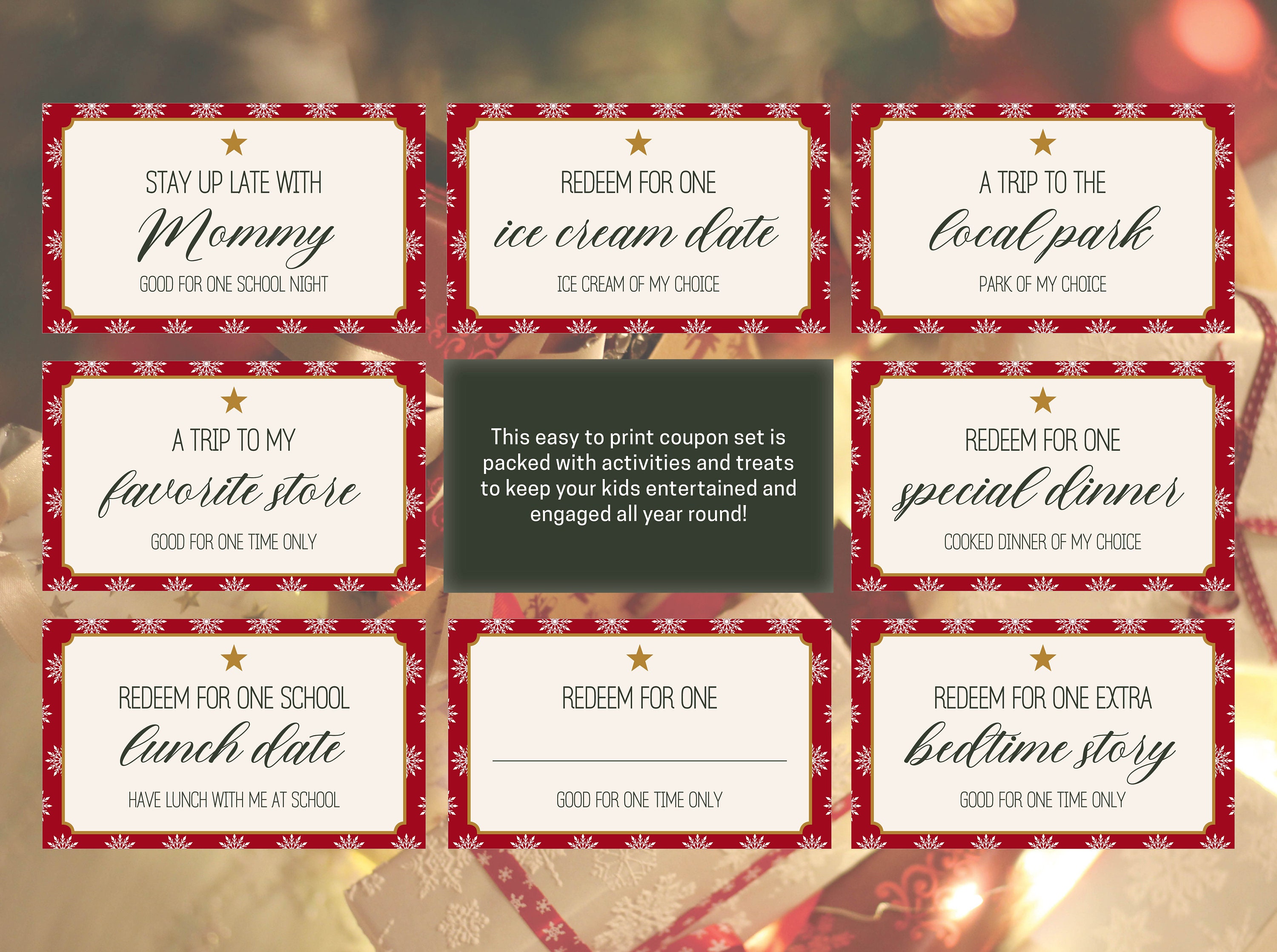 Coupon Book for Kids Christmas Activity Reward Coupons Holiday Stocking ...