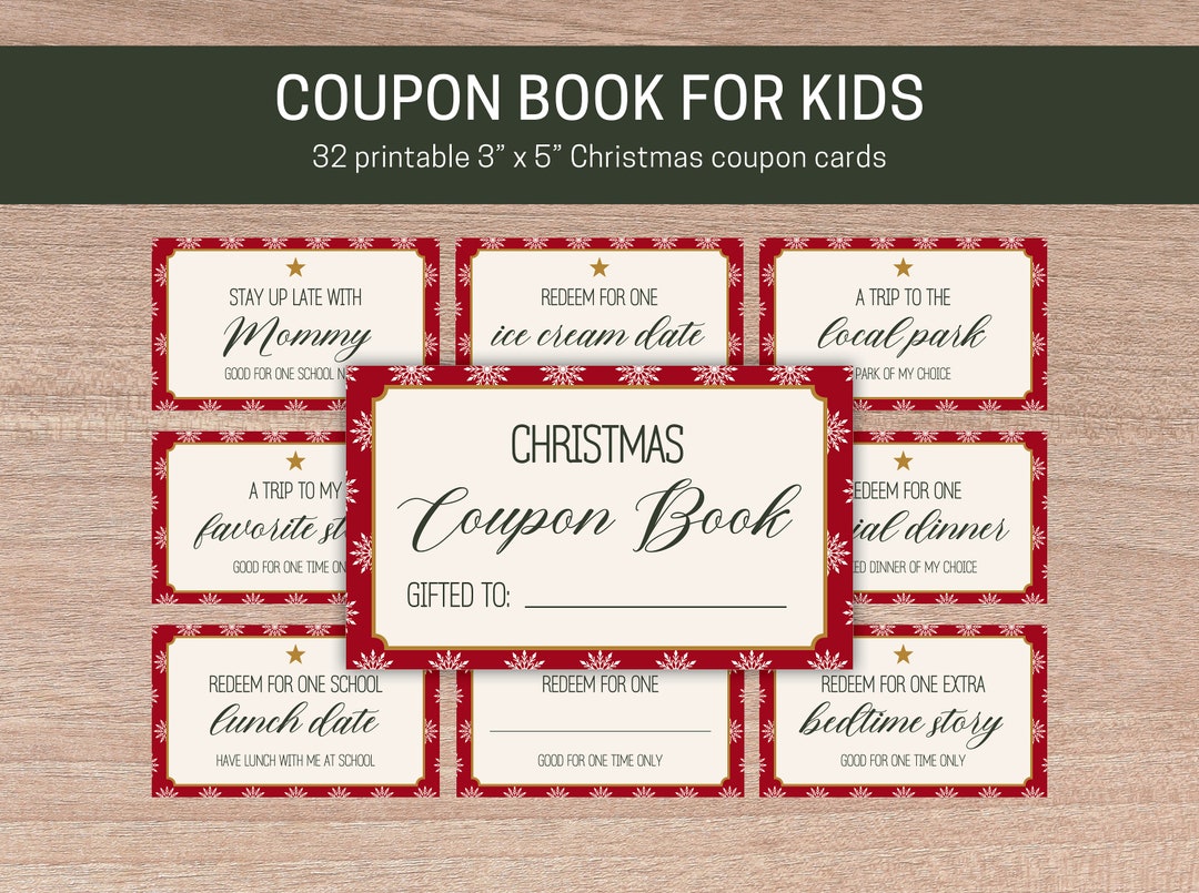 Coupon Book for Kids Christmas Activity Reward Coupons Holiday Stocking ...