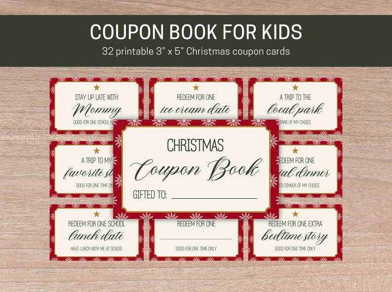 Coupon Book for Kids Christmas Activity Reward Coupons Holiday Stocking ...