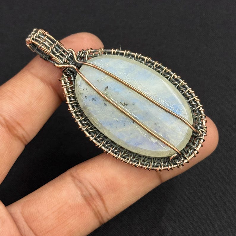 Copper Wire Wrapped Moonstone Pendant: Handmade Boho Jewelry - Etsy