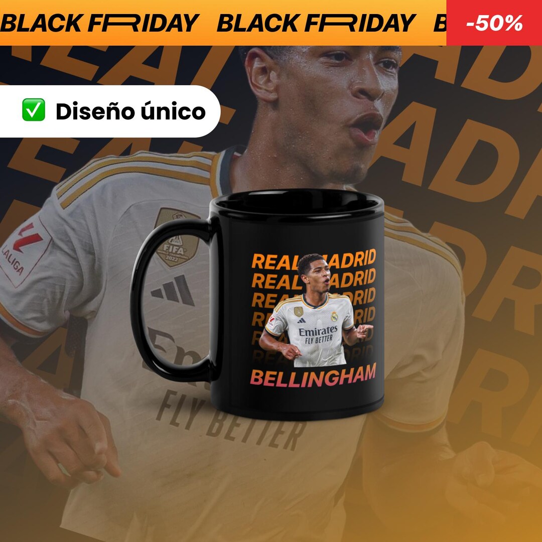 Jude Bellingham Black Mug Real Madrid Mug Black Football Mug Black Mug ...