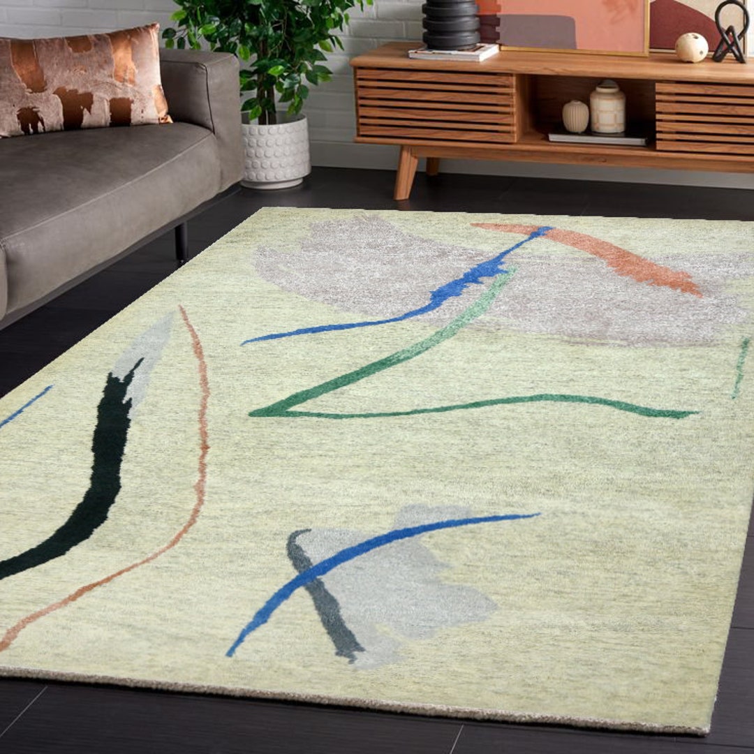 Abstract Modern Hand Tufted Rug 100% Handmade Wool Area Rugs, Rectangle ...