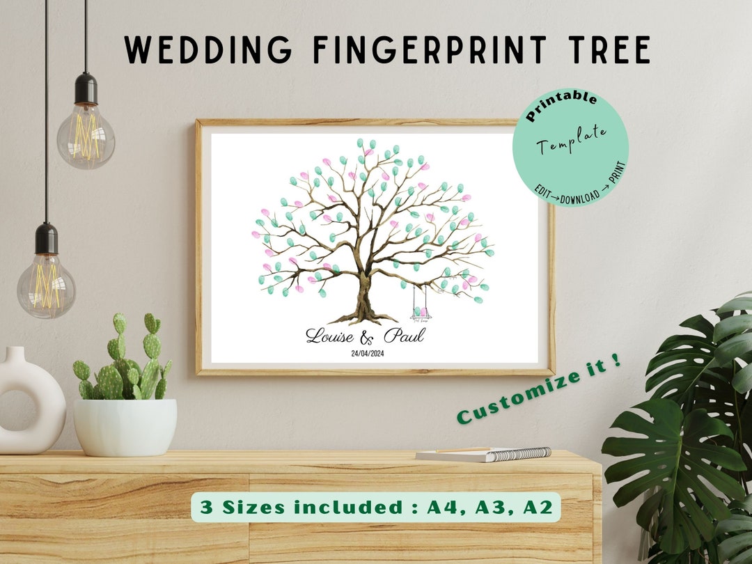 Wedding Fingerprint Tree | Printable Fingerprint Tree | Wedding Guest ...