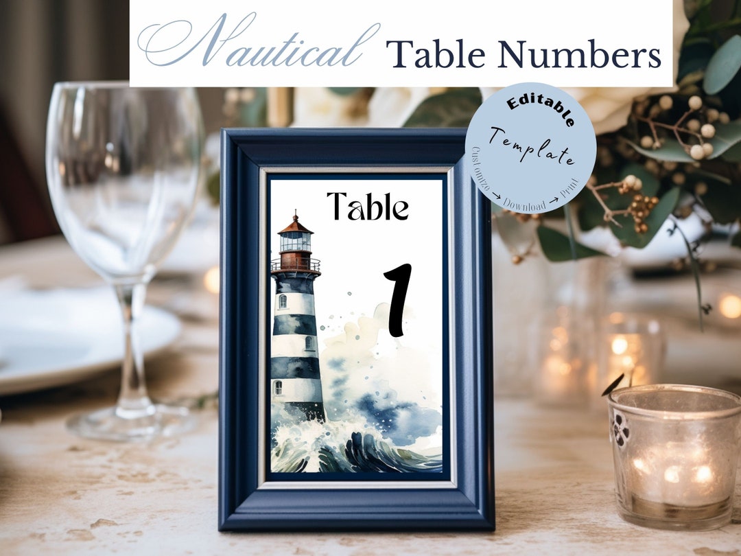 Nautical Table Numbers | 4x6 Table Numbers | Printable Table Numbers ...