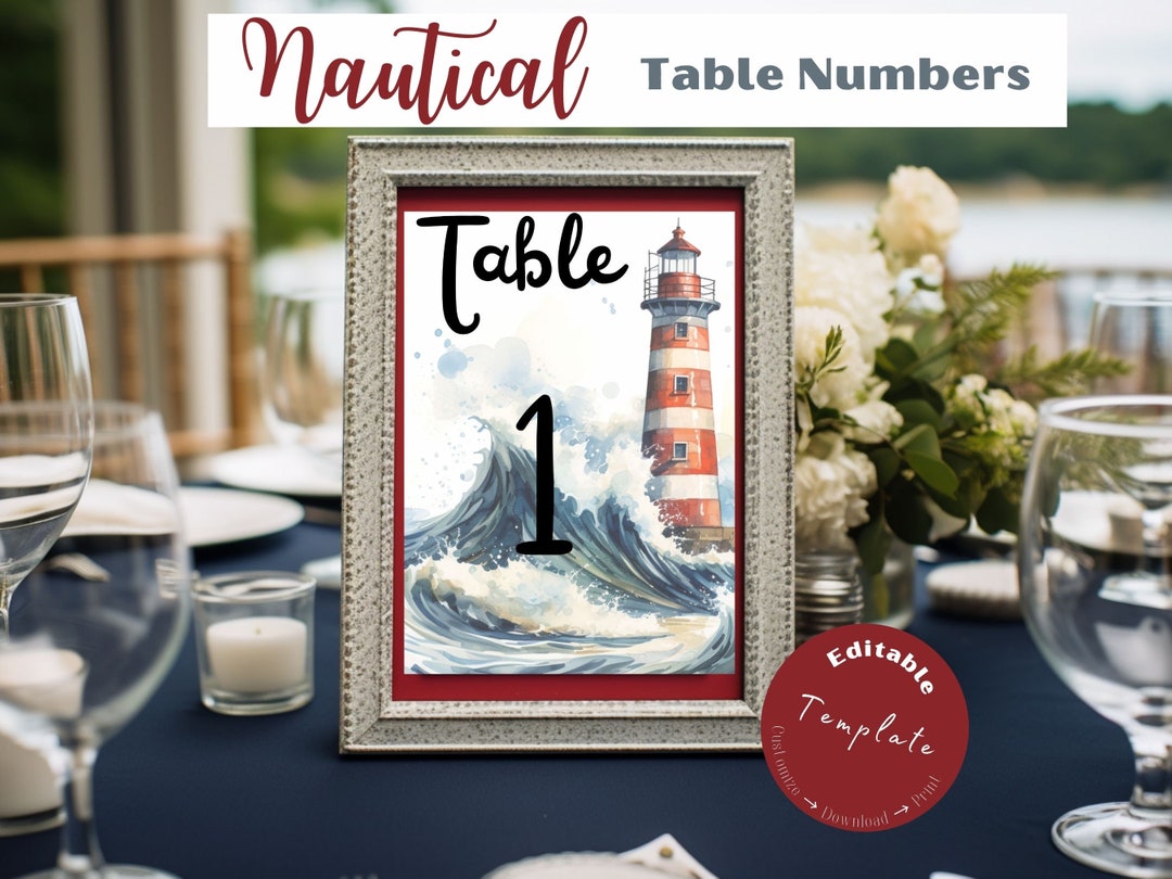Nautical Table Numbers | 4x6 Table Numbers | Nautical Wedding | 5x7 ...