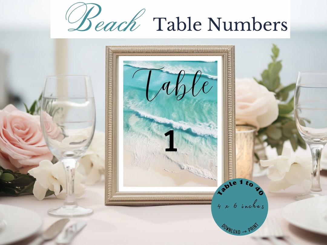Beach Table Numbers | Beach Wedding Table Numbers | Printable Table ...