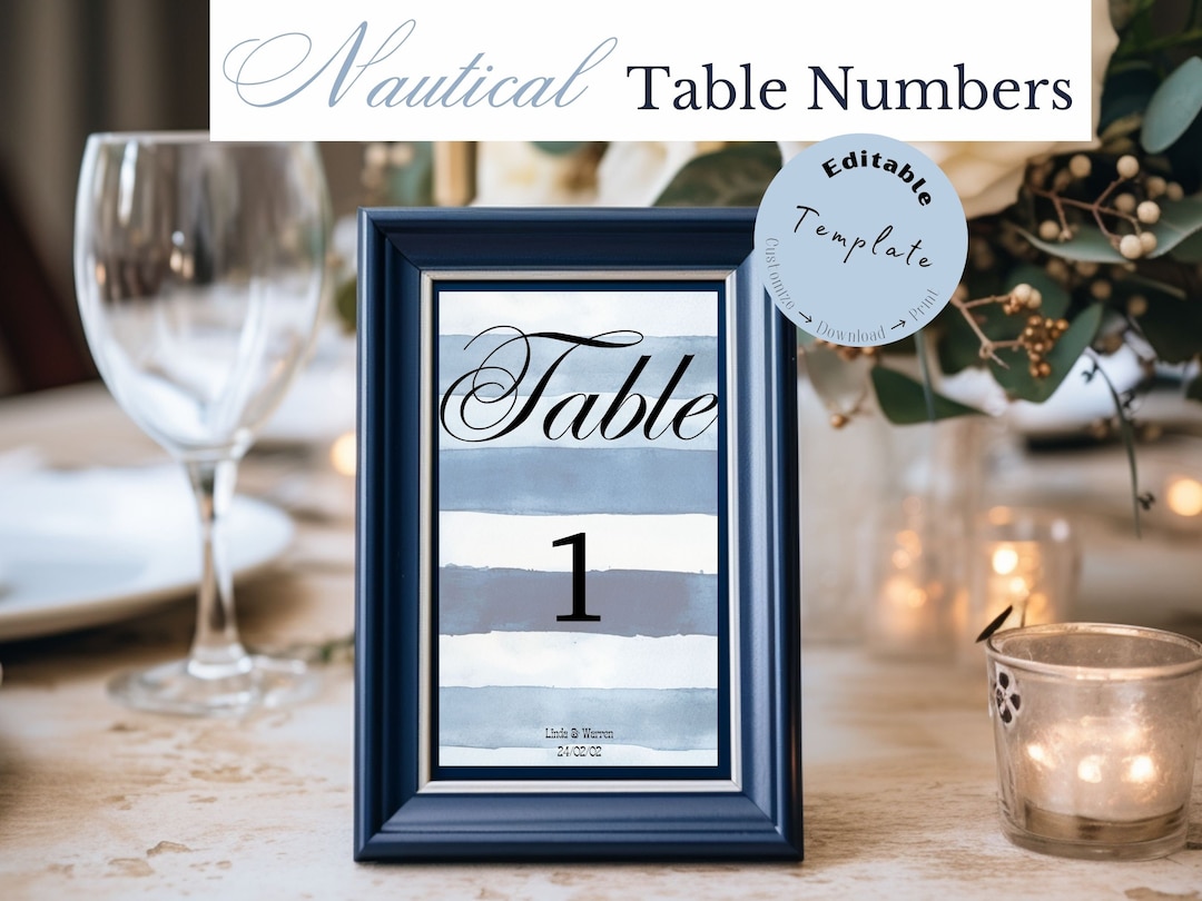 Nautical Table Numbers | Printable Table Numbers | Nautical Wedding ...