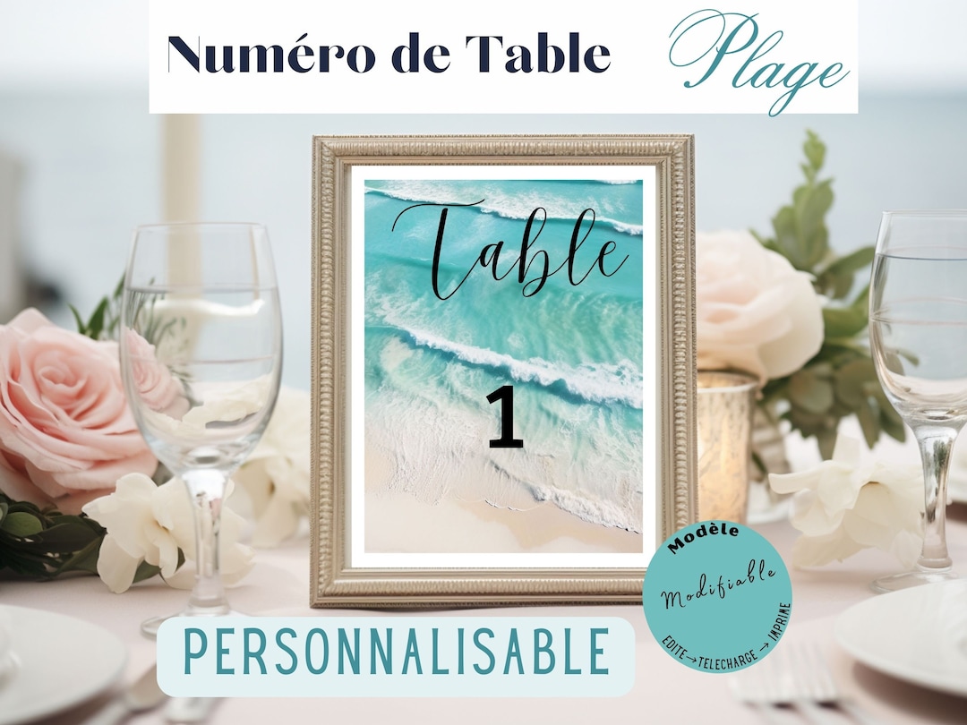 Numero Table Mariage | Mariage Thème Plage - Mer | Numero De Table ...