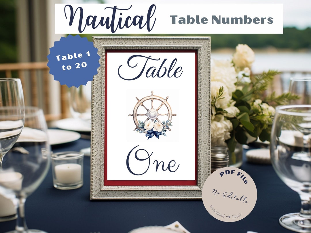 Nautical Table Numbers | 4x6 Table Numbers | Printable Table Numbers ...