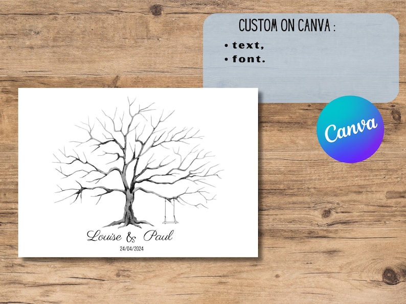 Wedding Fingerprint Tree | Printable Fingerprint Tree | Wedding Guest ...