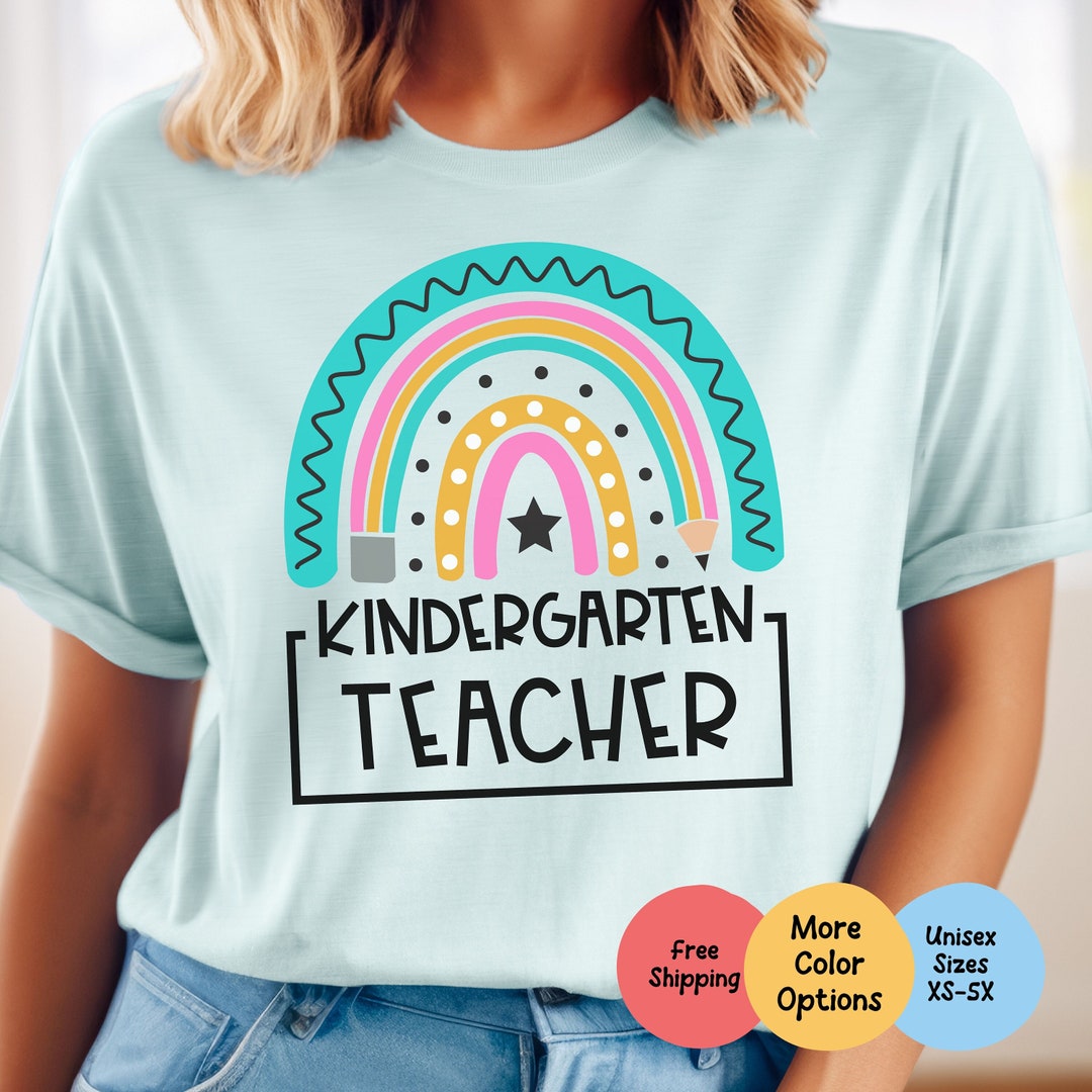 Rainbow Kindergarten Teacher Tshirt Cute Fun Back to School New ...
