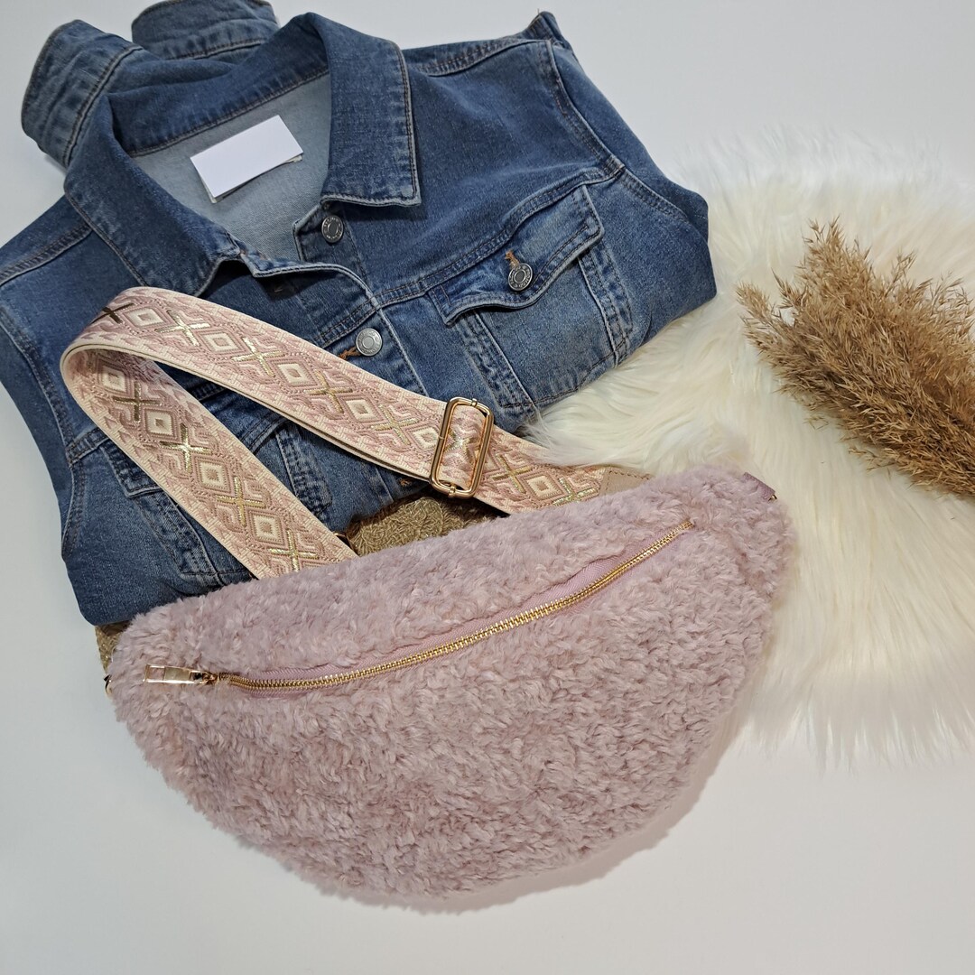 Fanny Pack FREE Fancy Strap Sherpa Sheepskin Pink Fur - Etsy