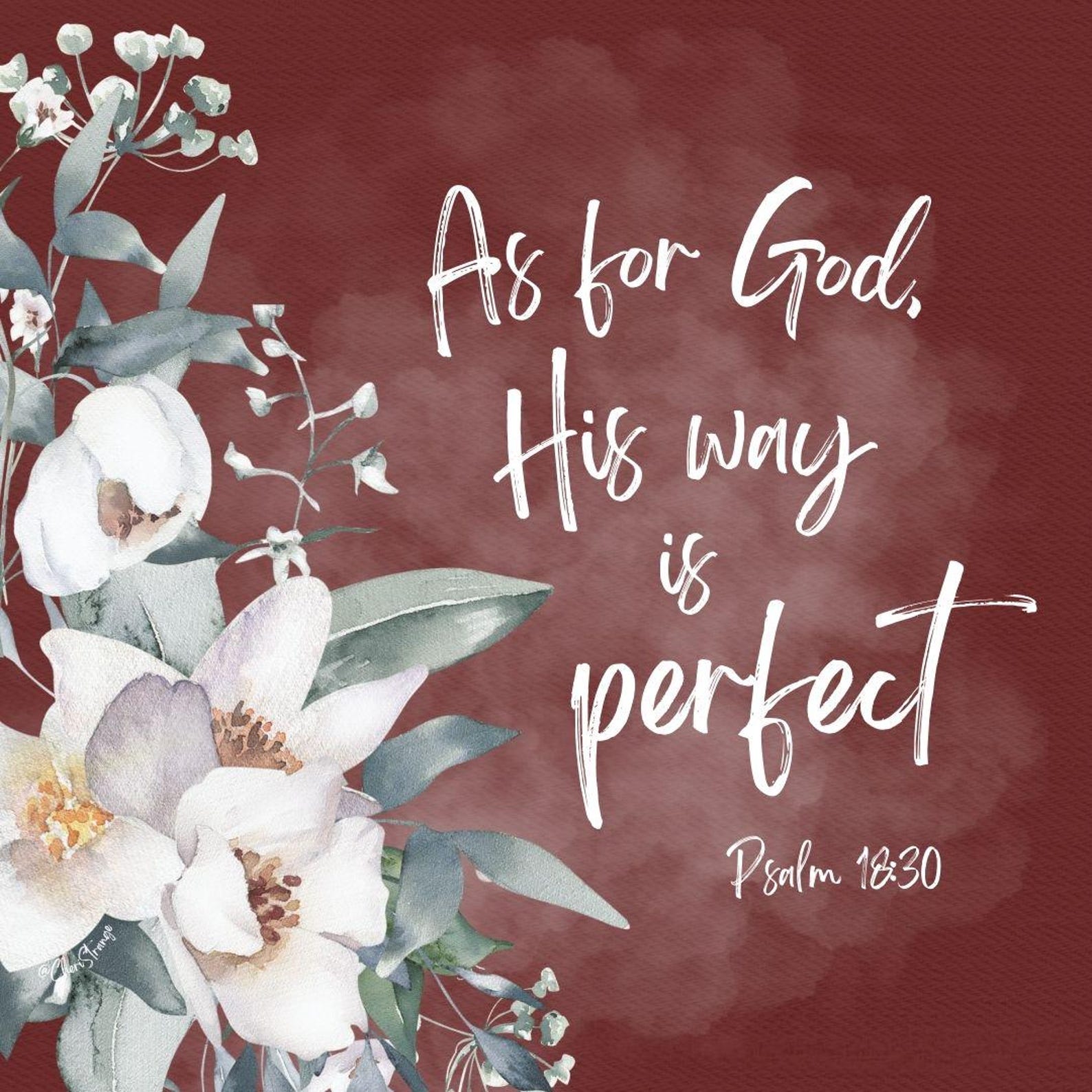 Christian Digital Download, Bible Verse, Psalm 18:30, Watercolor Art ...