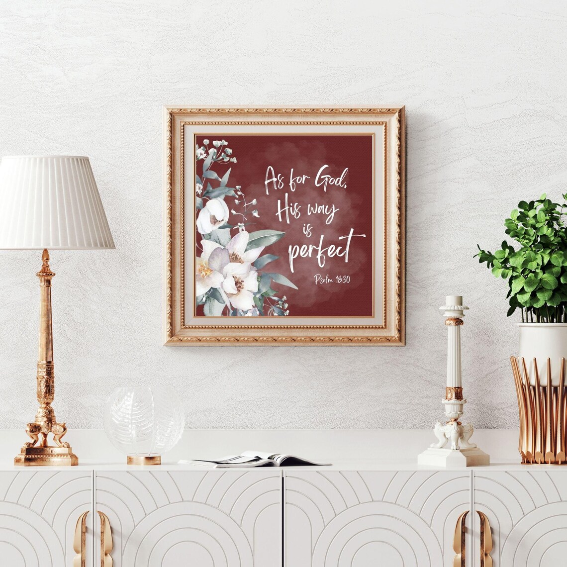 Christian Digital Download, Bible Verse, Psalm 18:30, Watercolor Art ...