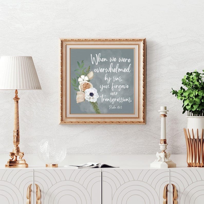 Christian Digital Download Psalm 65:3 Watercolor Art, Bible Verse - Etsy