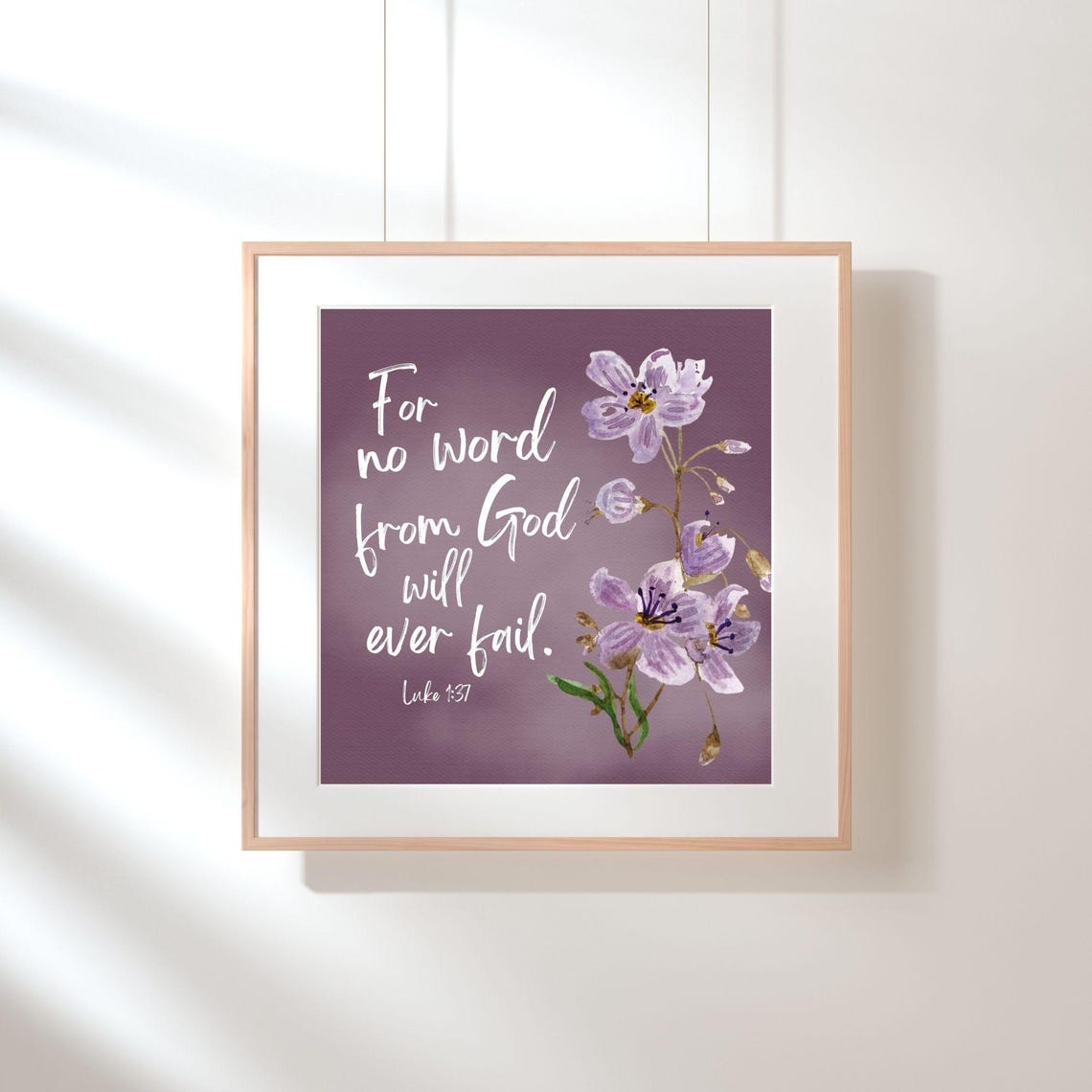 Christian Digital Download, Bible Verse, Luke 1:37, Watercolor Art, - Etsy