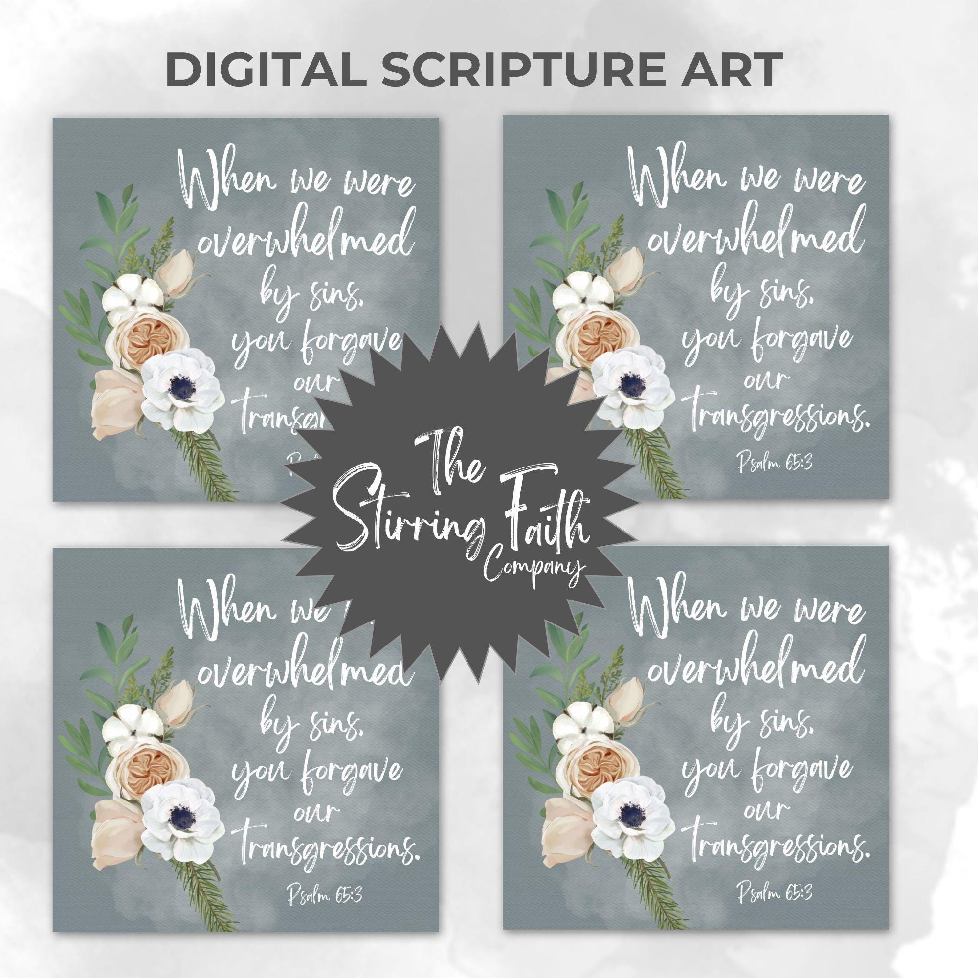 Christian Digital Download Psalm 65:3 Watercolor Art, Bible Verse - Etsy