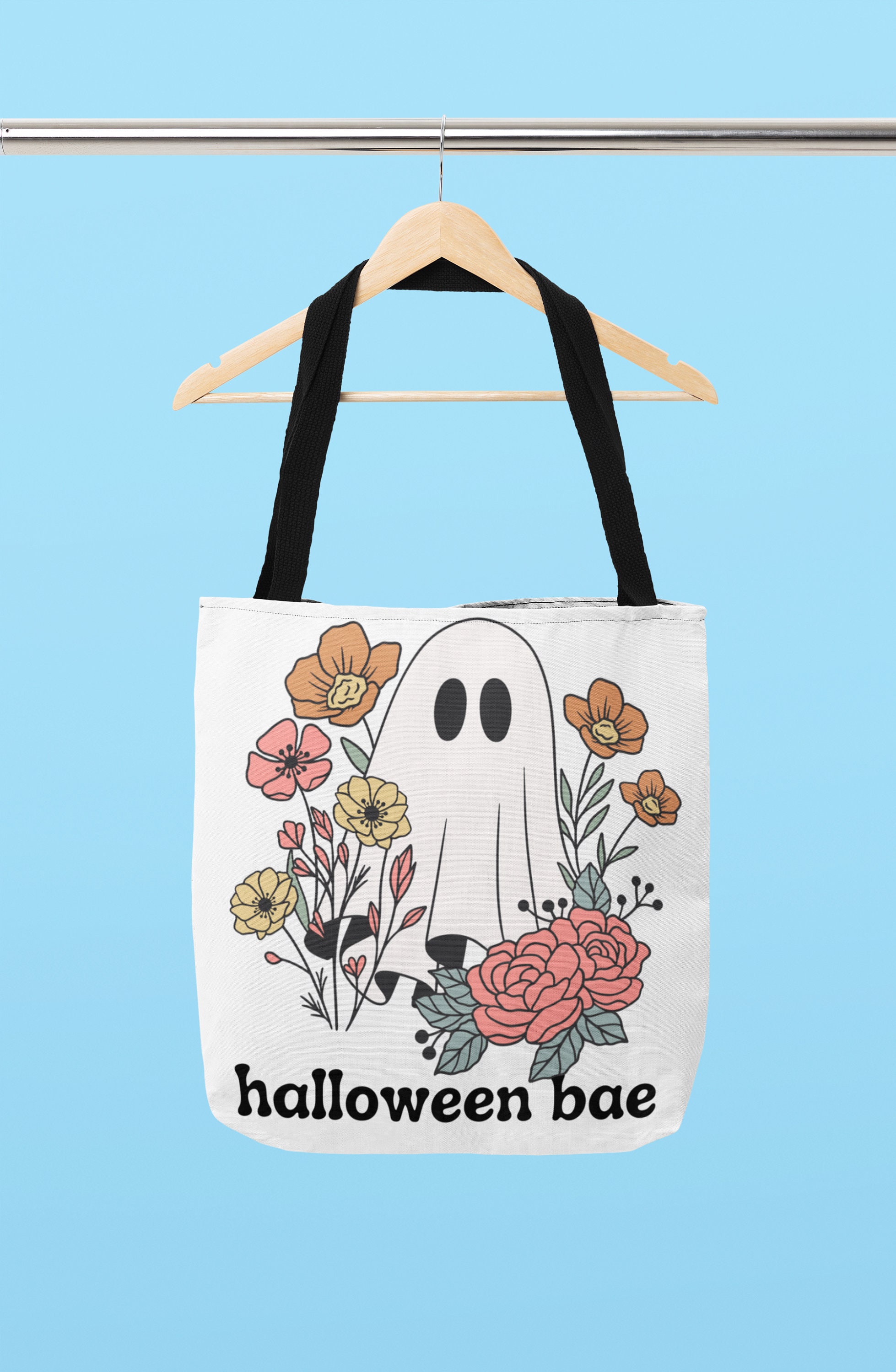 Ghostly Halloween | Ghost Tote Bag | Spooky and Chic Adult Trick or ...