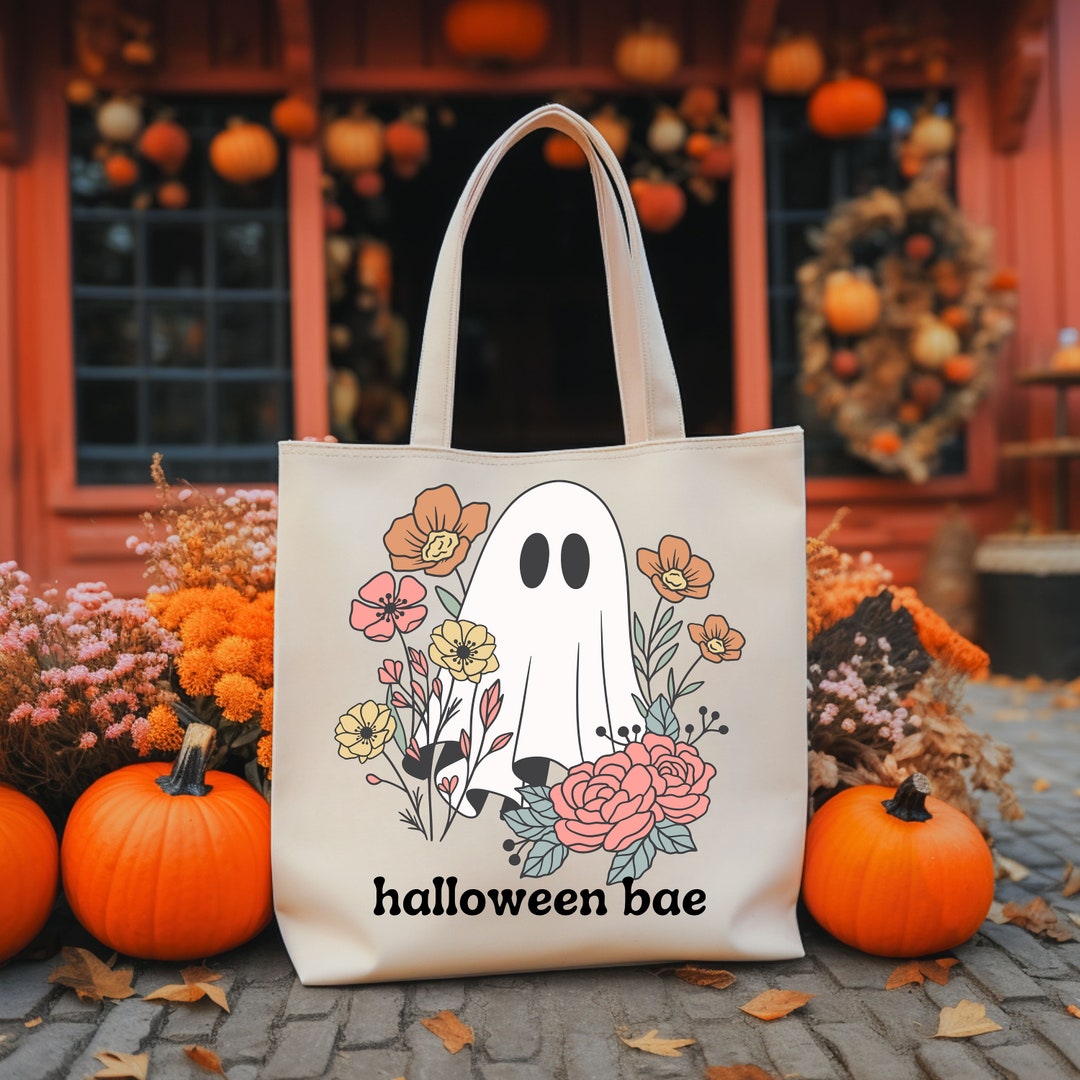 Ghostly Halloween | Ghost Tote Bag | Spooky and Chic Adult Trick or ...