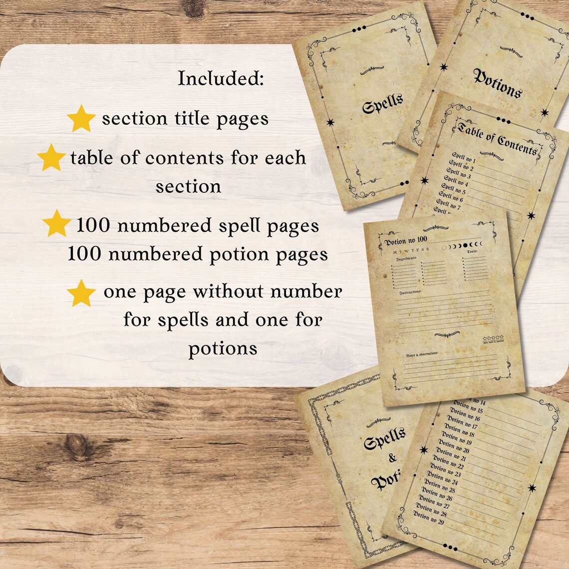 Blank Book of Shadows Pages, Spells and Potions Witchcraft Printable ...