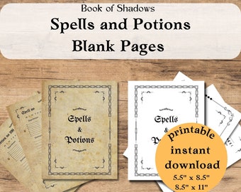 Potions & Spells Pages, Printable Book of Shadows, Witchcraft Magic - Etsy UK