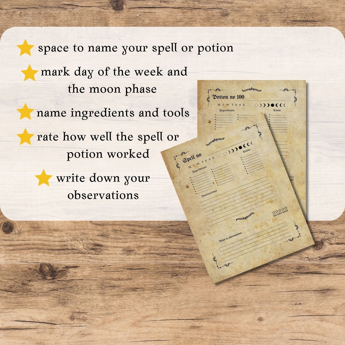 Blank Book of Shadows Pages, Spells and Potions Witchcraft Printable ...