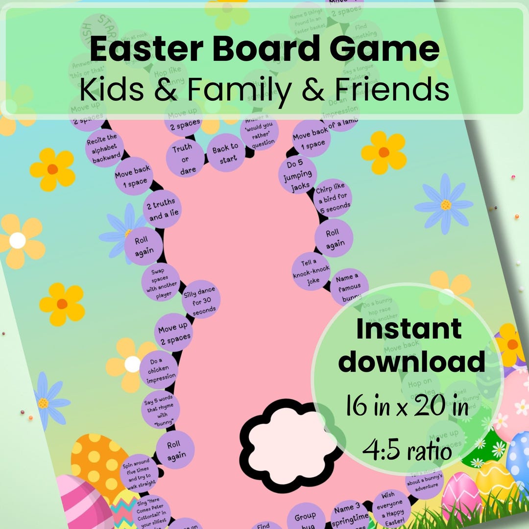 Easter Board Game for Kids, Family Board Game, Bunny Easter Game ...