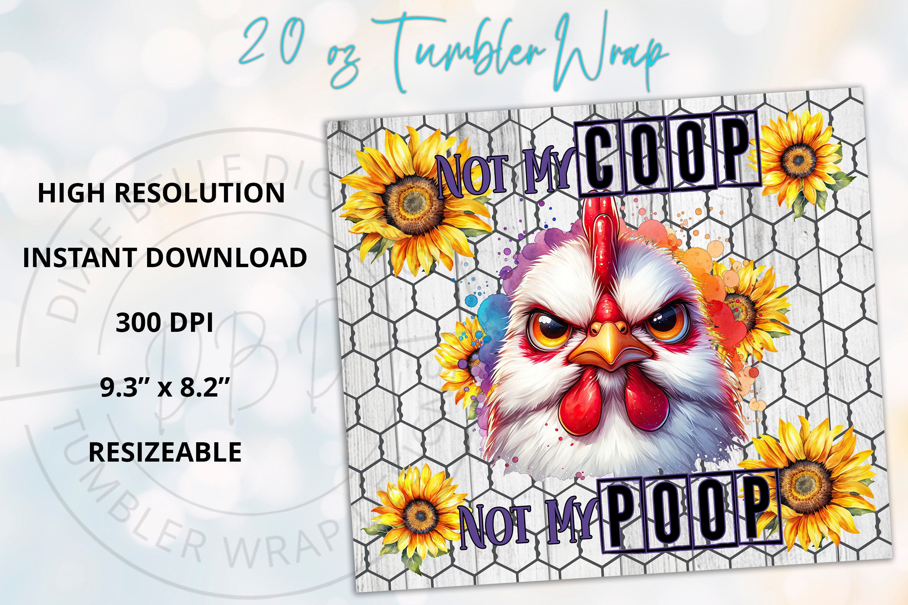 Not My Coop Not My Poop Chicken PNG 20 Oz Skinny Tumbler Sublimation ...