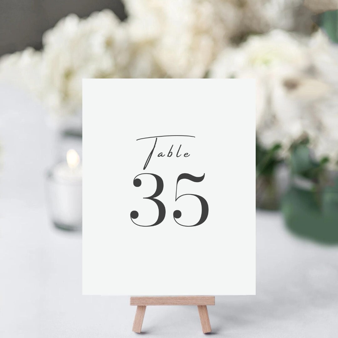 Elegant Wedding Table Numbers, Simple Table Numbers, Modern Wedding ...