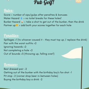 Customisable Pub Golf Templates - Green Pint Template - Etsy