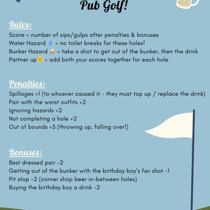Customisable Pub Golf Templates - Blue Pint Template - Etsy